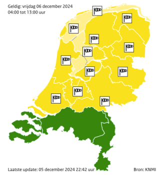 Code geel voor zware windstoten vrijdagochtend | OOG Groningen